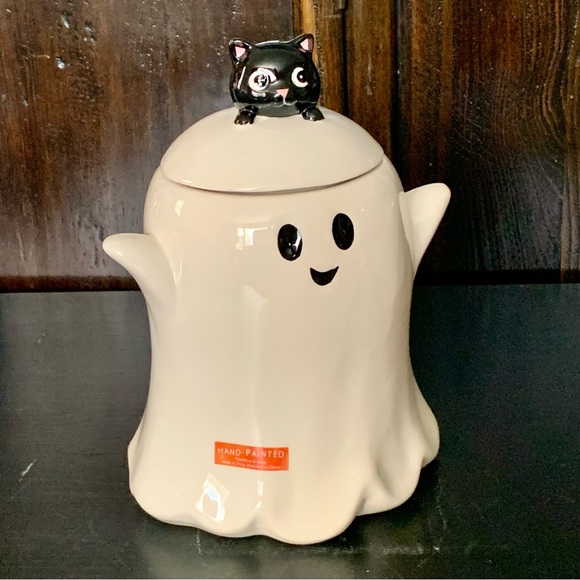 Holiday | Ghost With Black Cat Hand Painted Halloween Canister | Poshmark